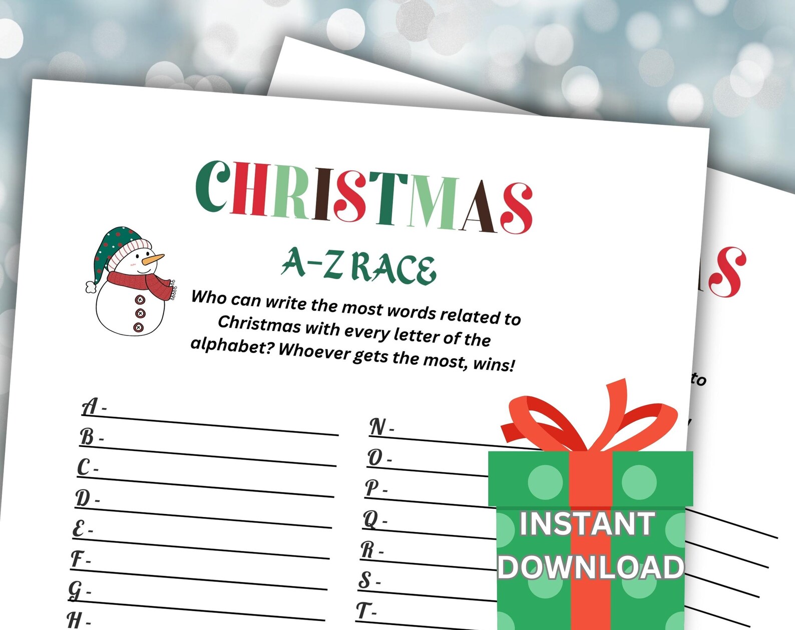 Printable Christmas A-Z Race | Christmas Activity for Kids and Adults ...