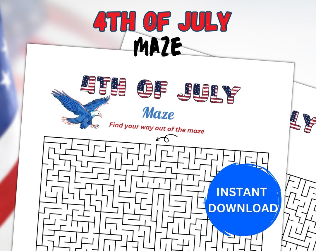 4th of July Maze | Printable Party Activity for Kids & Adults (digital ...