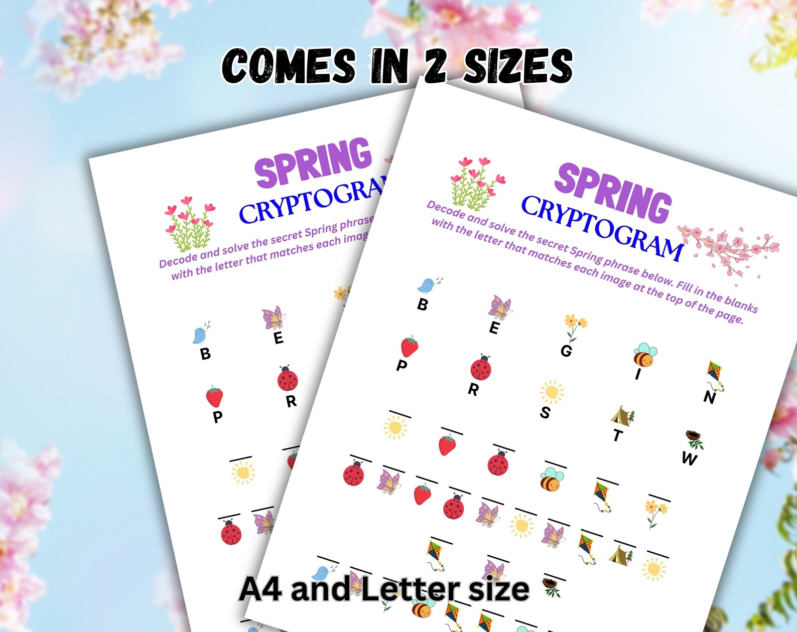 Printable Spring Cryptogram Spring Activity for Kids and Adults Party ...