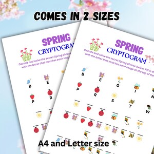 Printable Spring Cryptogram | Spring Activity for Kids and Adults ...