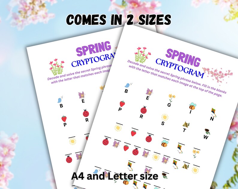 Printable Spring Cryptogram Spring Activity for Kids and Adults Party ...