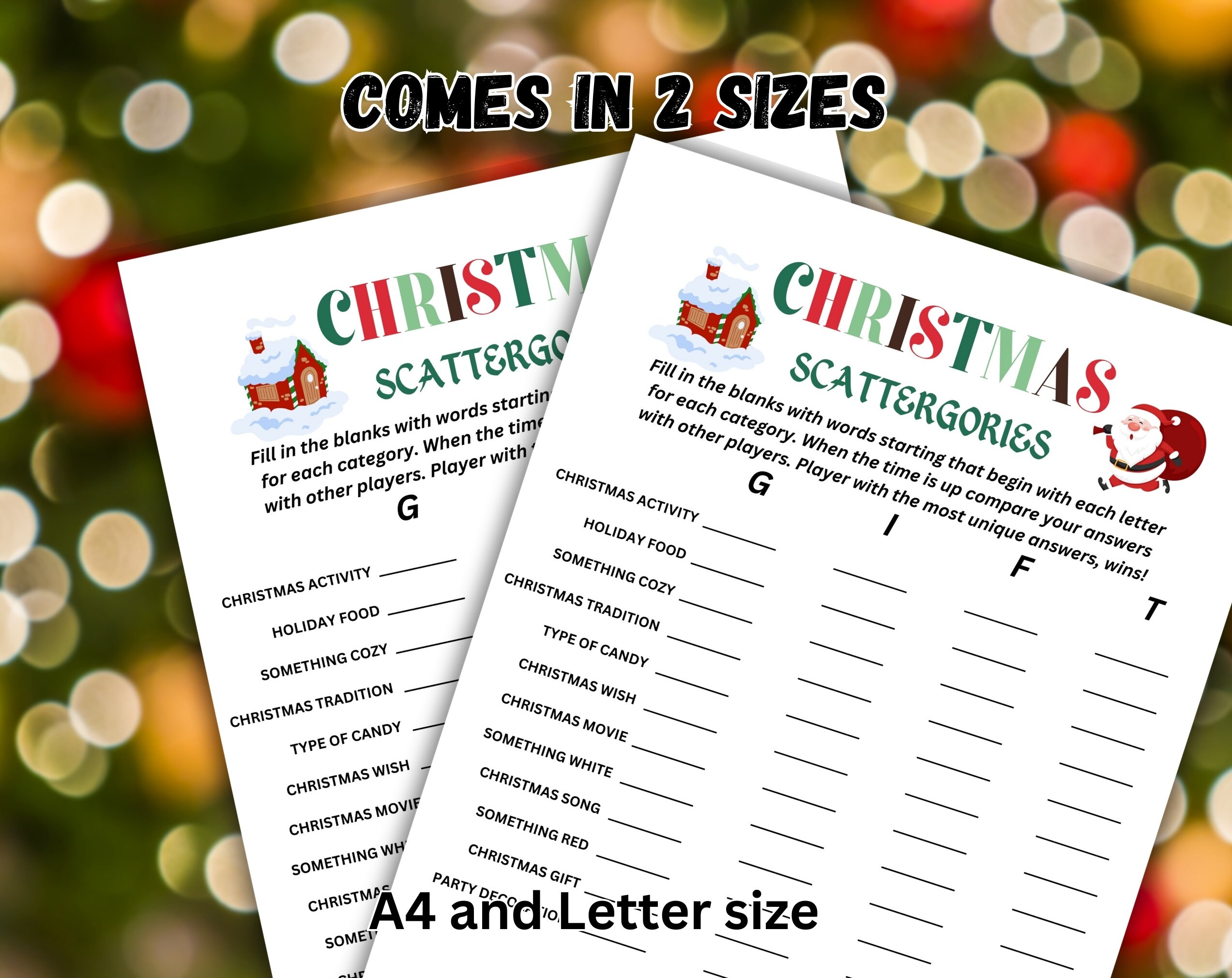 Printable Christmas Scattergories Game | Christmas Activity for Kids ...
