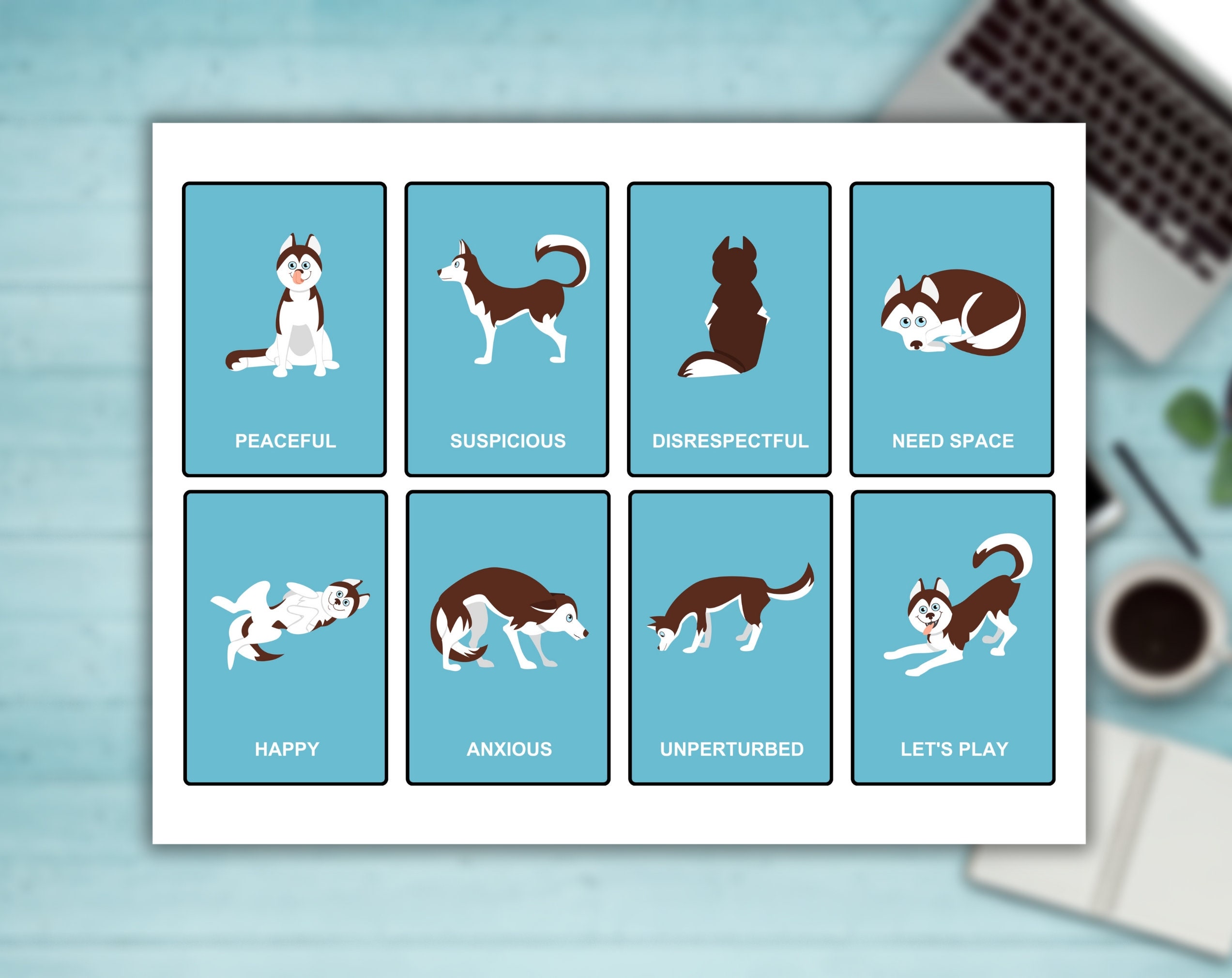 Printable Dog Feelings Language Flash Cards | Montessori Cards | 12 ...