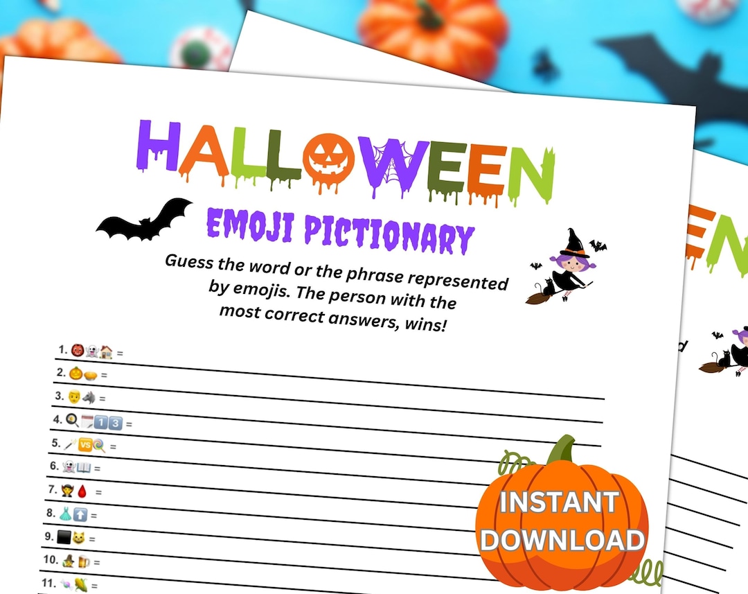Printable Halloween Emoji Pictionary Game | Halloween Activity for Kids ...