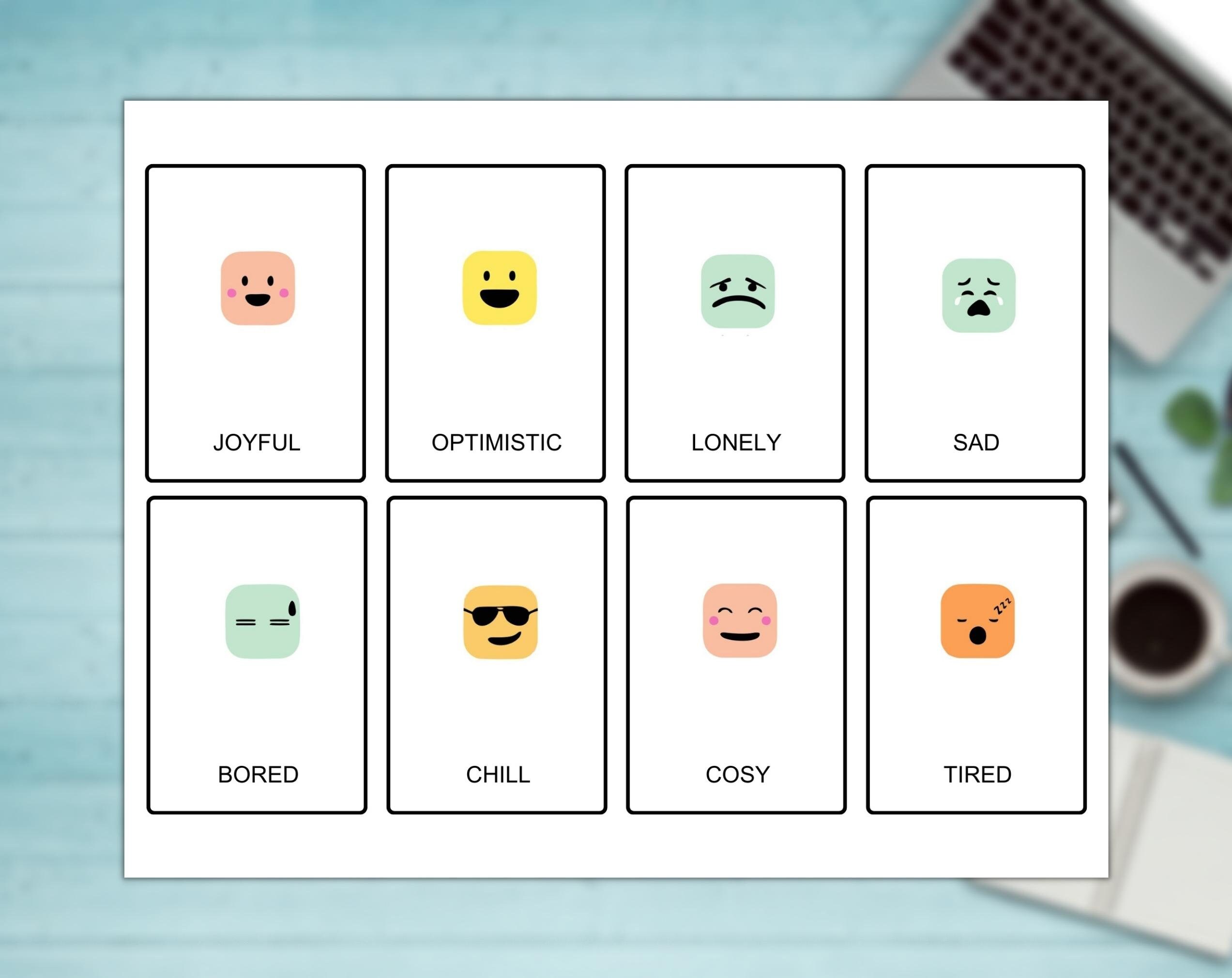 Printable Emotion Faces Flash Cards Montessori Cards 36 - Etsy