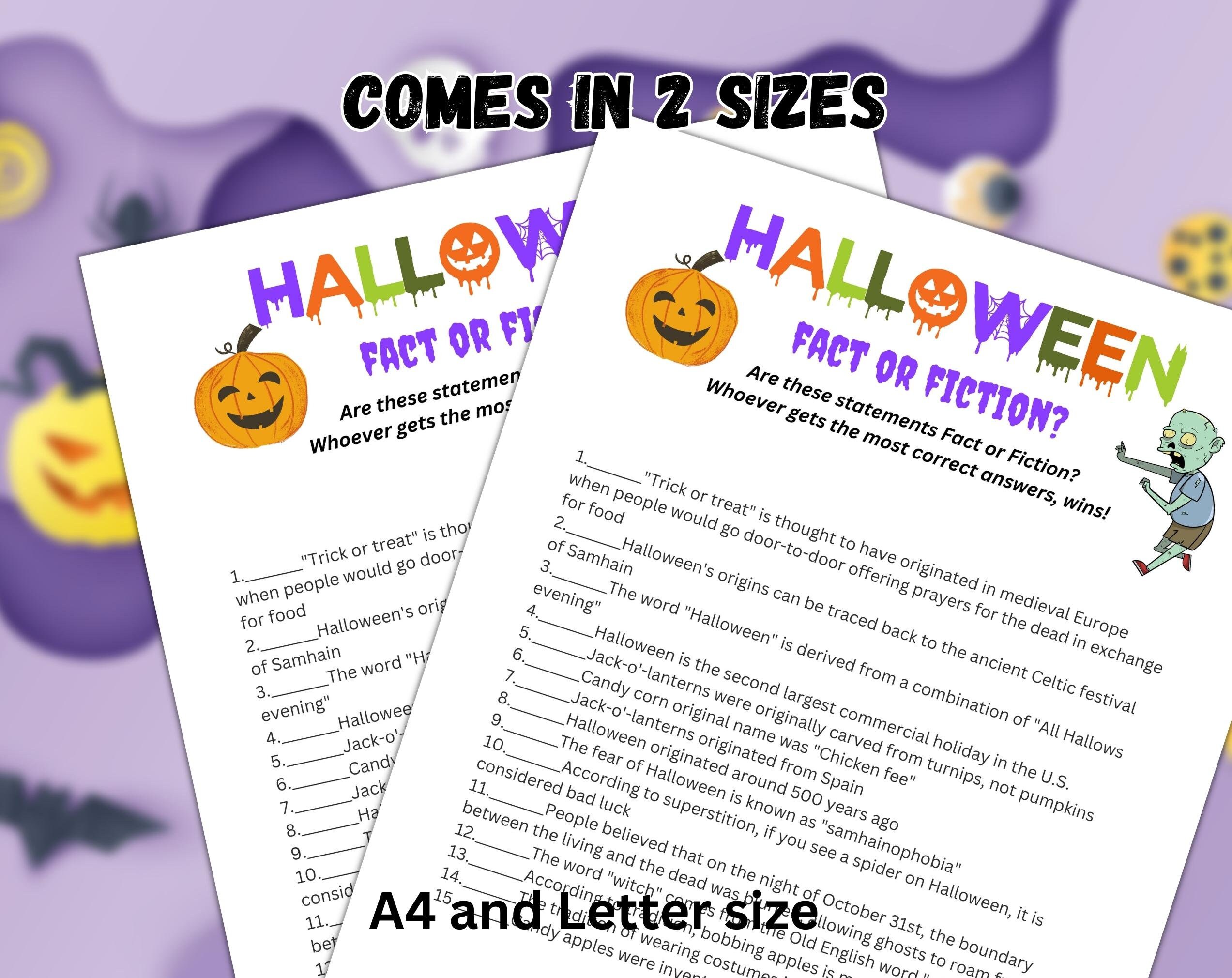 Printable Halloween Fact or Fiction Game | Halloween Activity for Kids ...