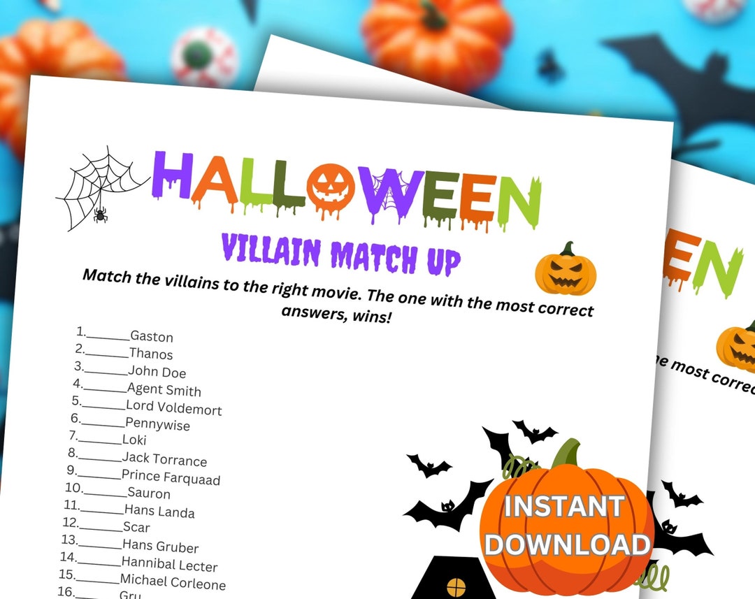 Printable Halloween Villain Match Game | Halloween Activity for Kids ...