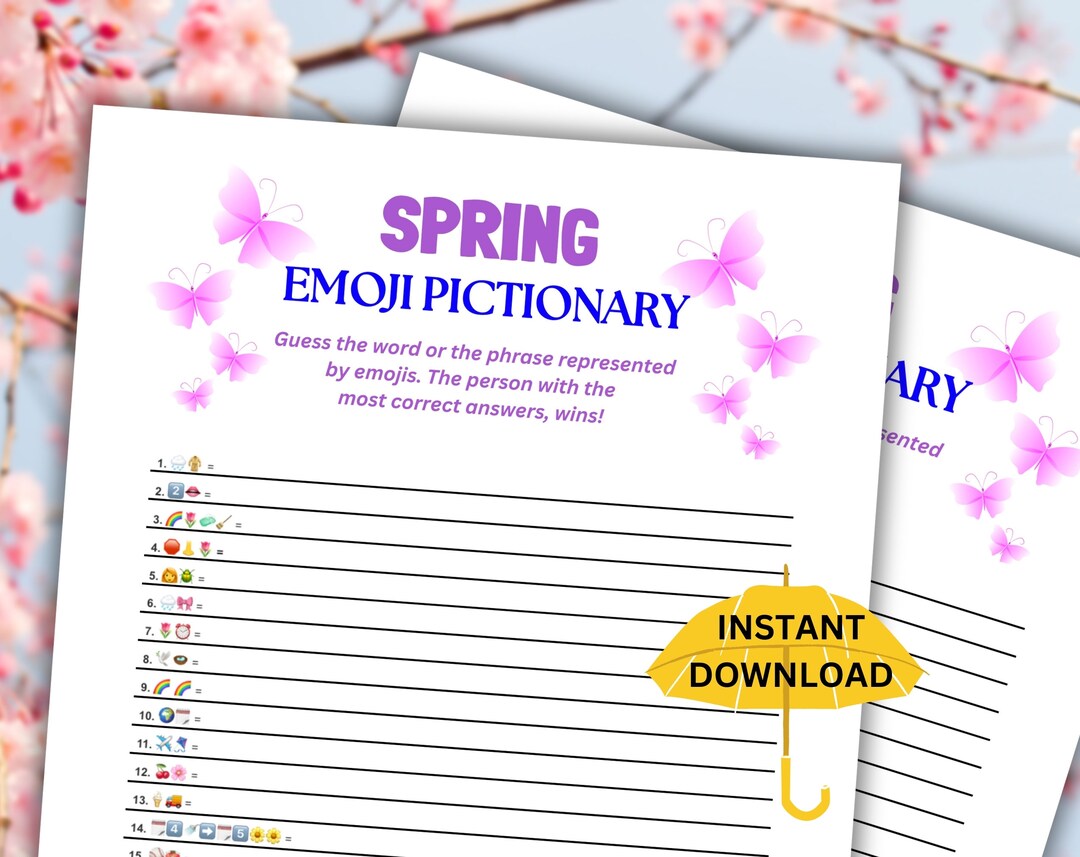 Spring Emoji Pictionary Game | Printable Party Activity for Kids ...