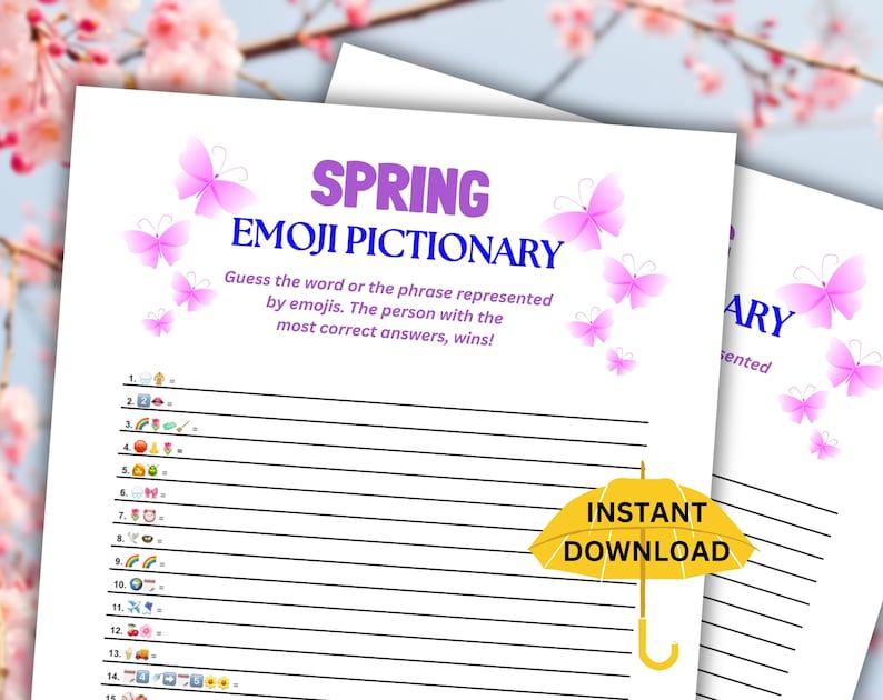 Printable Spring Emoji Pictionary Game | Spring Activity for Kids and ...