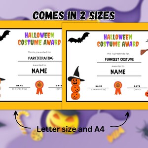 Halloween Costume Awards | Printable Certificates (digital Download) - Etsy