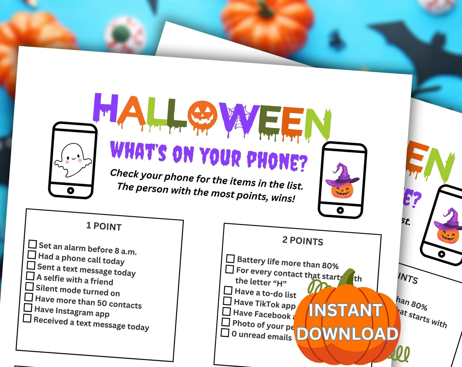 Halloween What's on Your Phone? Game | Printable Party Activity for ...