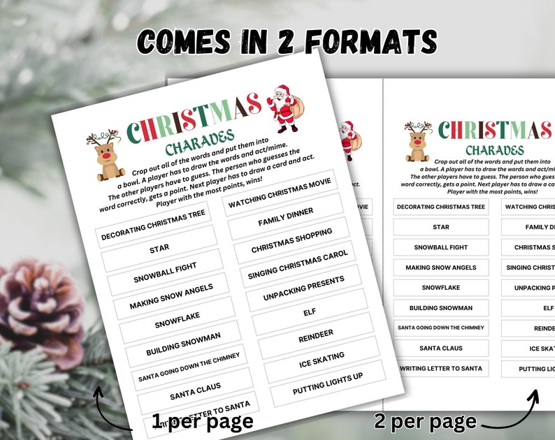 Printable Christmas Charades Game Christmas Activity for Kids and ...