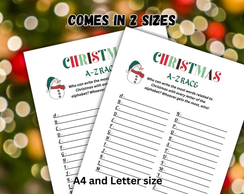 Printable Christmas A-Z Race | Christmas Activity for Kids and Adults ...