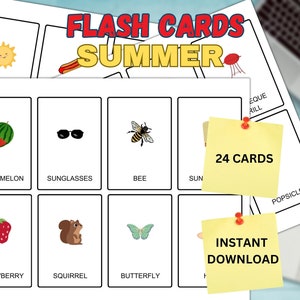 Printable Summer Flash Cards Montessori Cards 24 - Etsy