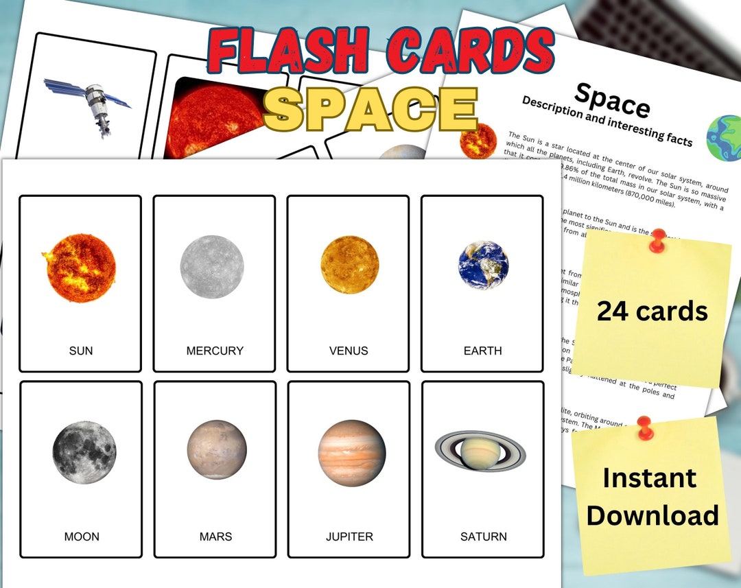 Printable Space Flash Cards Montessori Cards 24 - Etsy