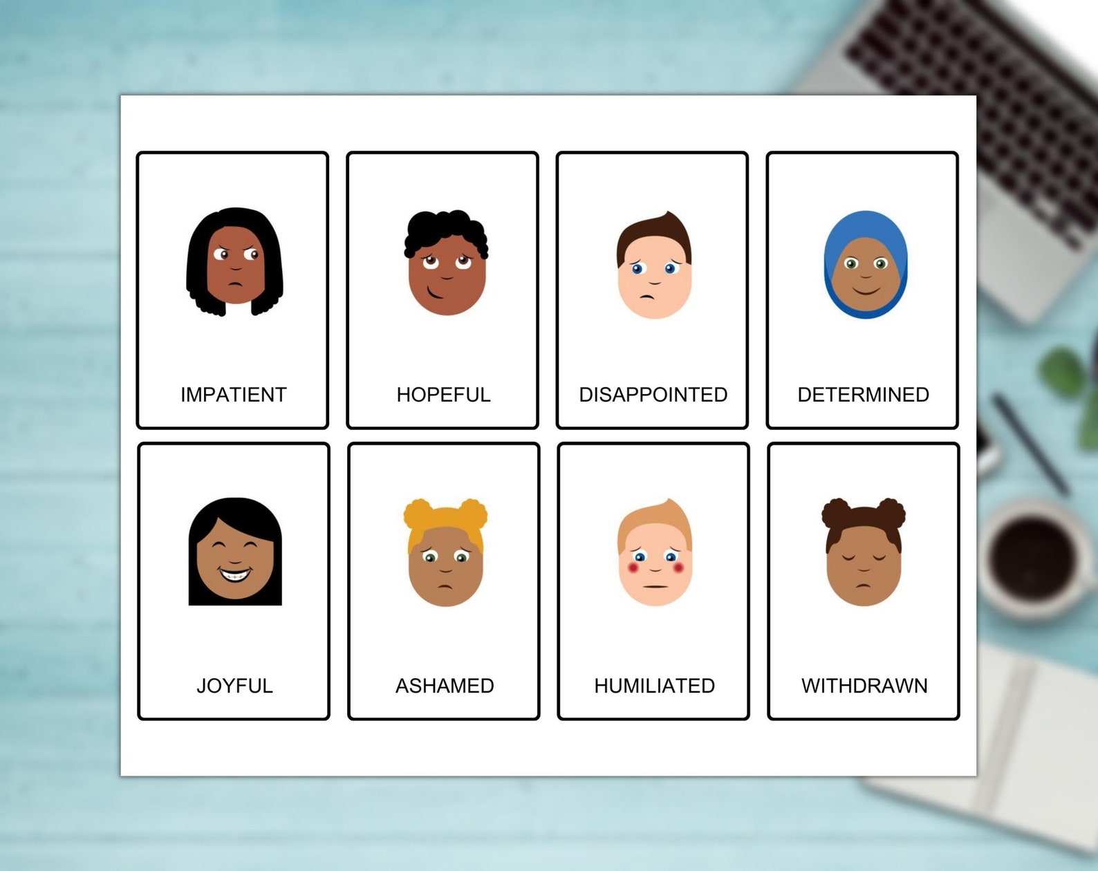 Printable Feelings Chart Flash Cards Montessori Cards 30 Nomenclature ...