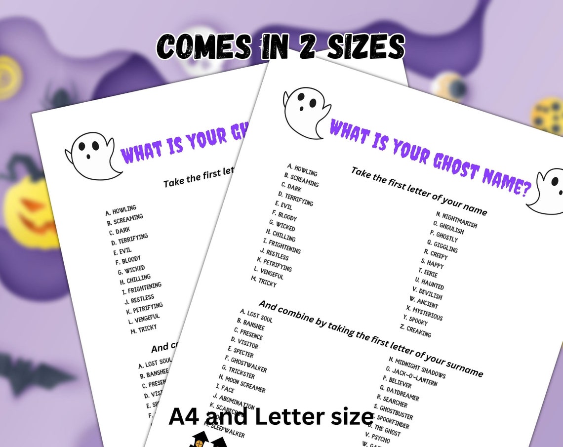 Printable What is Your Ghost Name? | Halloween Activity for Kids and ...