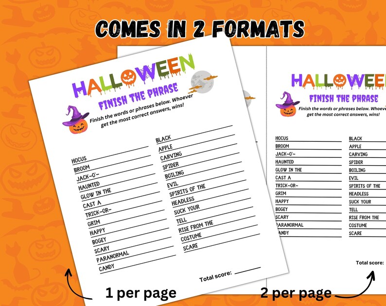 Printable Halloween Finish the Phrase Halloween Activity for Kids and ...