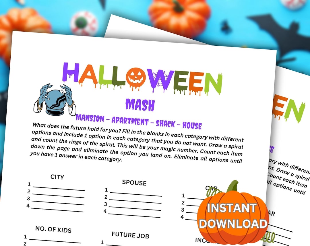 Printable Halloween MASH Game for Kids | Halloween Party Game ...
