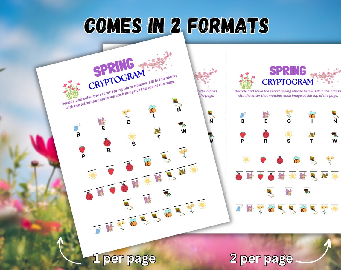 Printable Spring Cryptogram Spring Activity for Kids and Adults Party ...