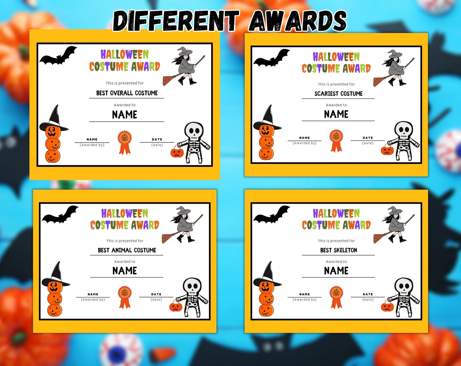 Halloween Costume Awards | Printable Certificates (digital Download) - Etsy