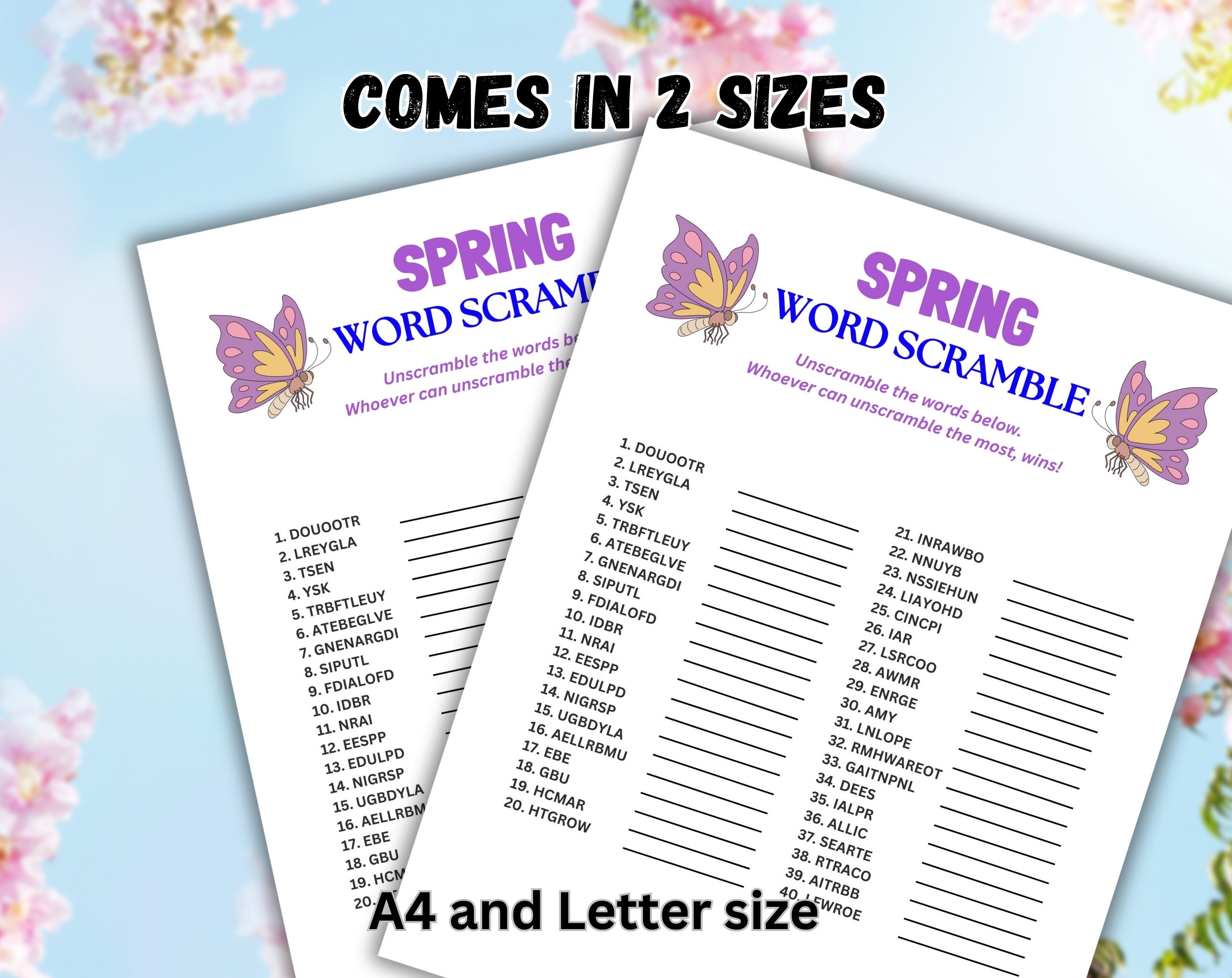 Printable Spring Word Scramble Spring Activity for Kids and Adults ...