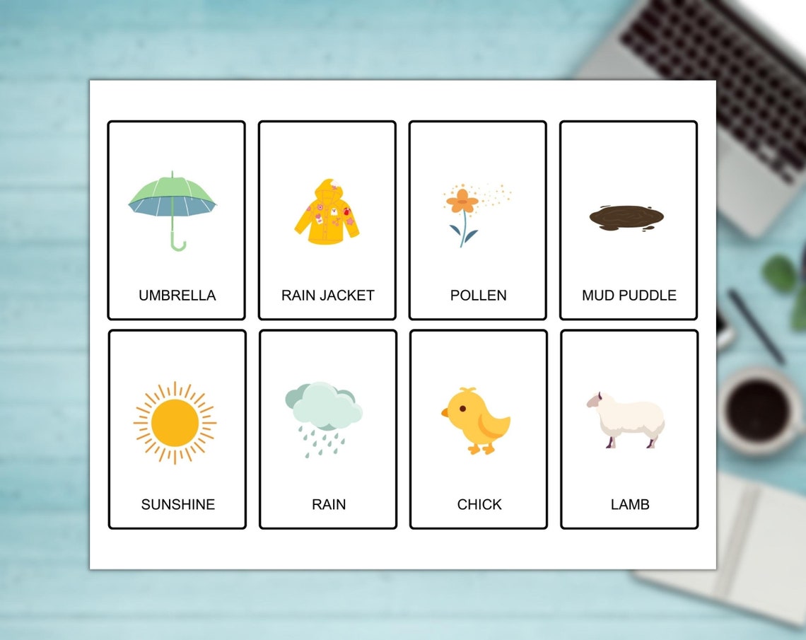 Printable Spring Flash Cards | Montessori Cards | 24 Nomenclature Flash ...