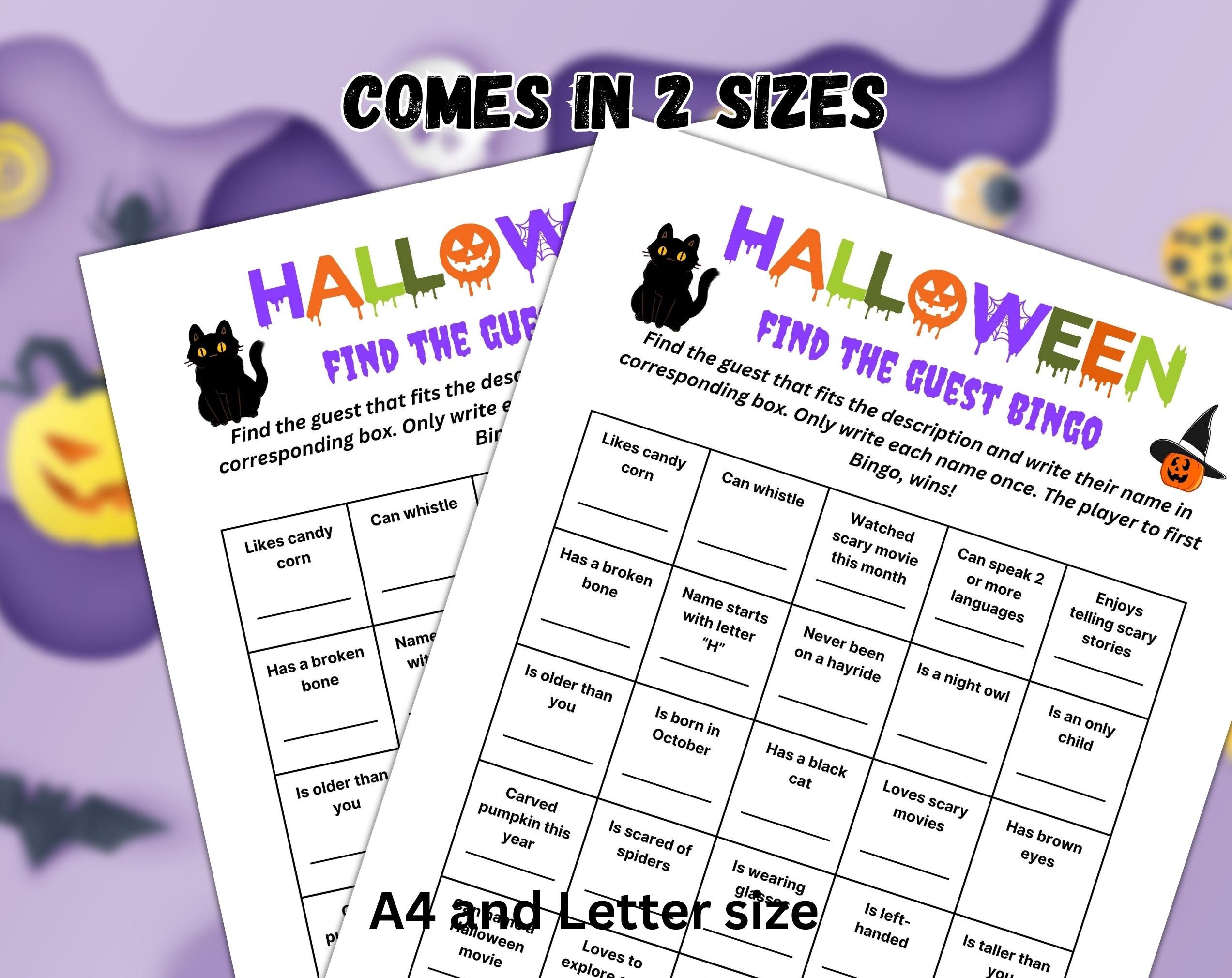 Printable Halloween Find the Guest Bingo Halloween Activity - Etsy