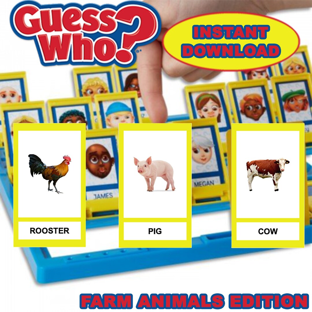 Farm Animals Printable Guess Who Cards Montessori cards - Etsy España