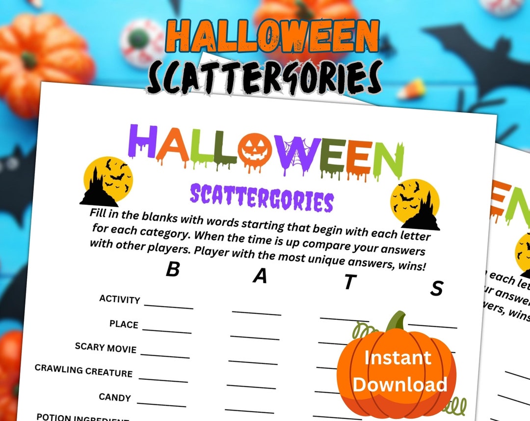 Printable Halloween Scattergories Game Halloween Activity - Etsy