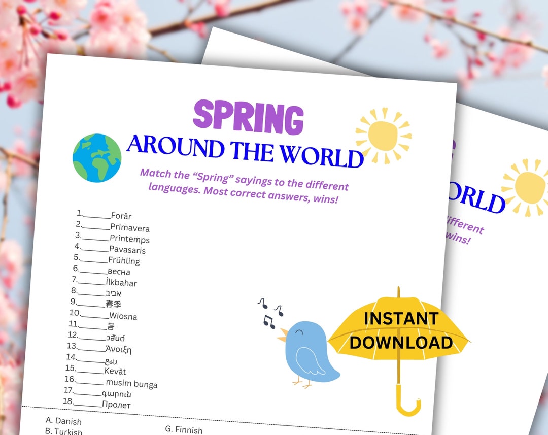 Printable Spring Around the World | Spring Activity for Kids and Adults ...
