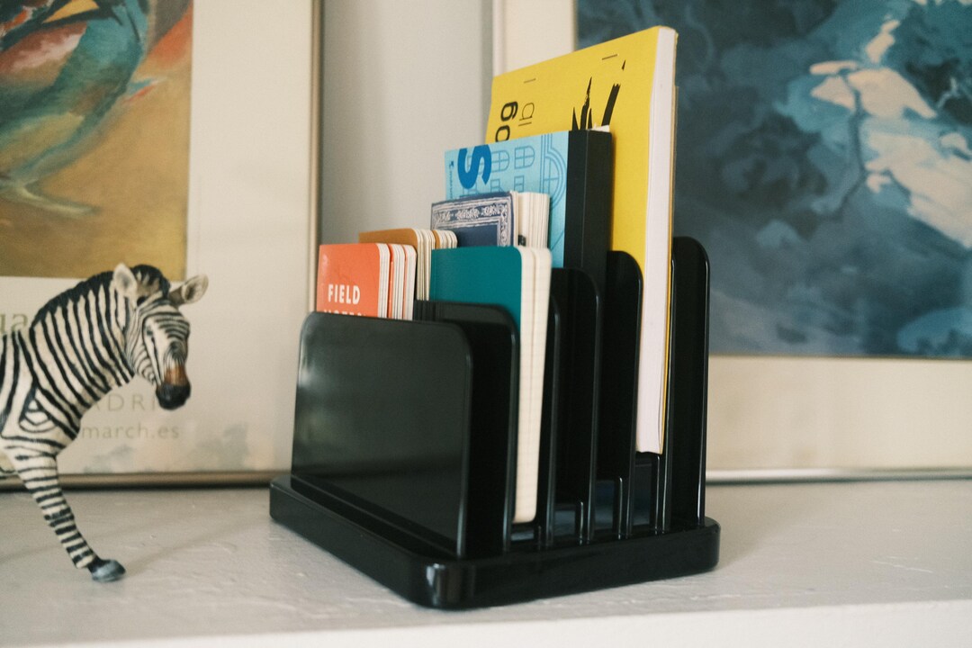 Vintage Tenex Mail Organizer / Black Plastic Six Slots Desk Organizer ...