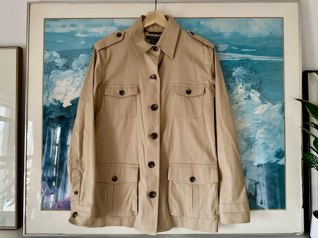Ralph Lauren Vintage Safari Jacket / Size Large / Light Khaki Canvas ...