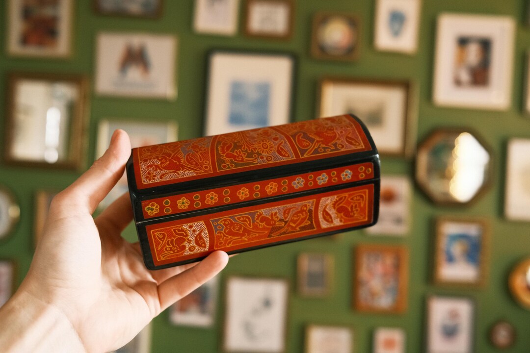 Traditional Wooden Hand Painted Lacquer Box From Olinala, Mexico - Etsy