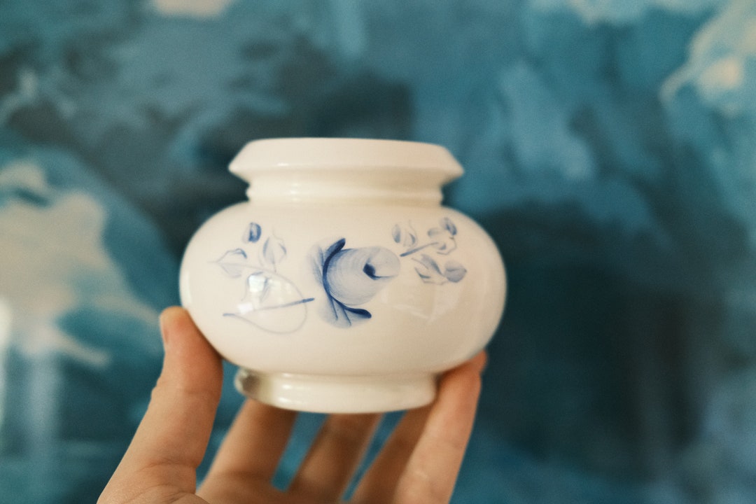 Porcelain Handpainted Blue Rose Candle Holder / Homco / Lasting ...