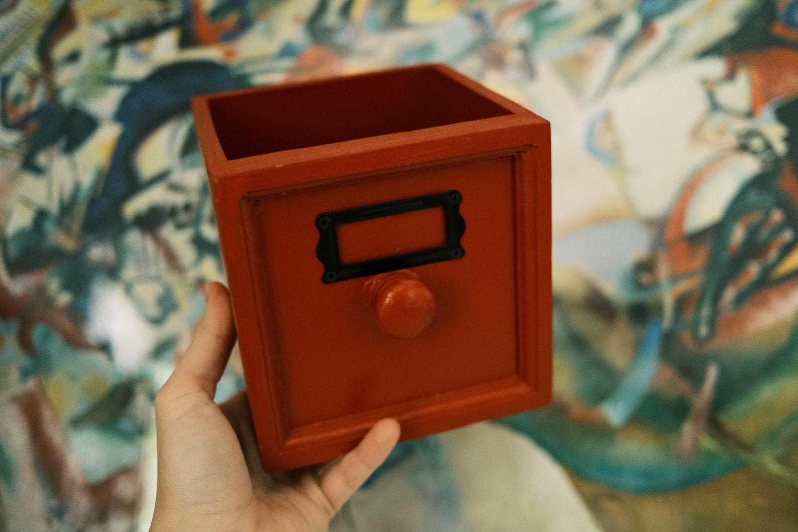 Square Red Wooden Drawer Box / Fire Hydrant Red Color - Etsy