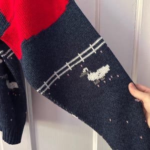 Red and Blue Farm Scene Sweater by College Point / 100% Acrylic / Size ...