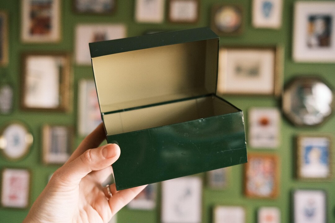Vintage Green Metal Recipe File Box / Industrial Style Metal Box ...
