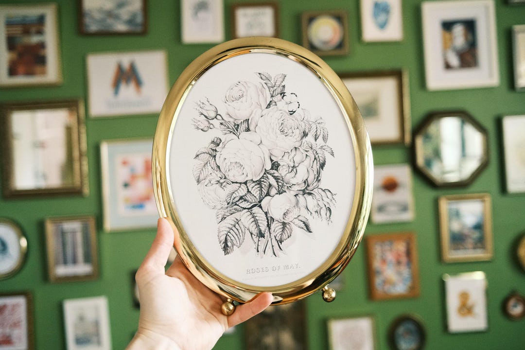 8x10" Oval Brass Picture Frame / 8x10" Gold Tone Metal Oval Opening ...