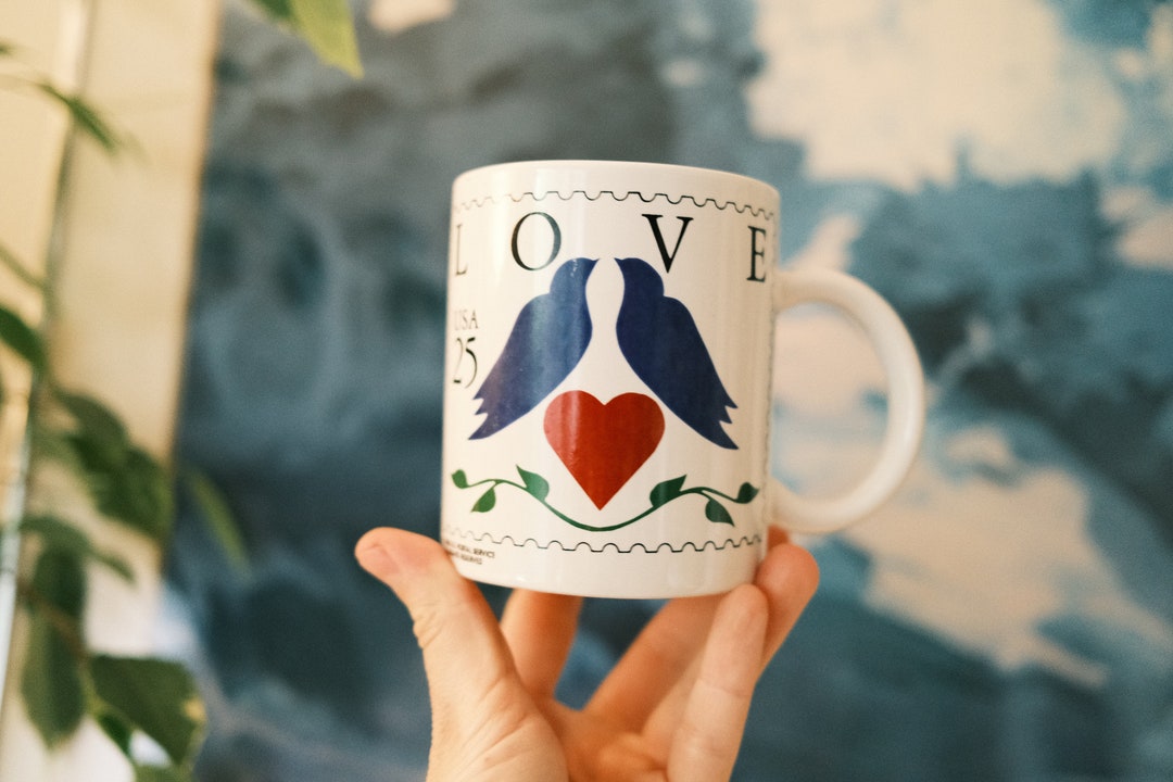 1988 LOVE Postage Stamp Coffee Mug / USPS LOVE Stamp Mug / Coffee Mug ...