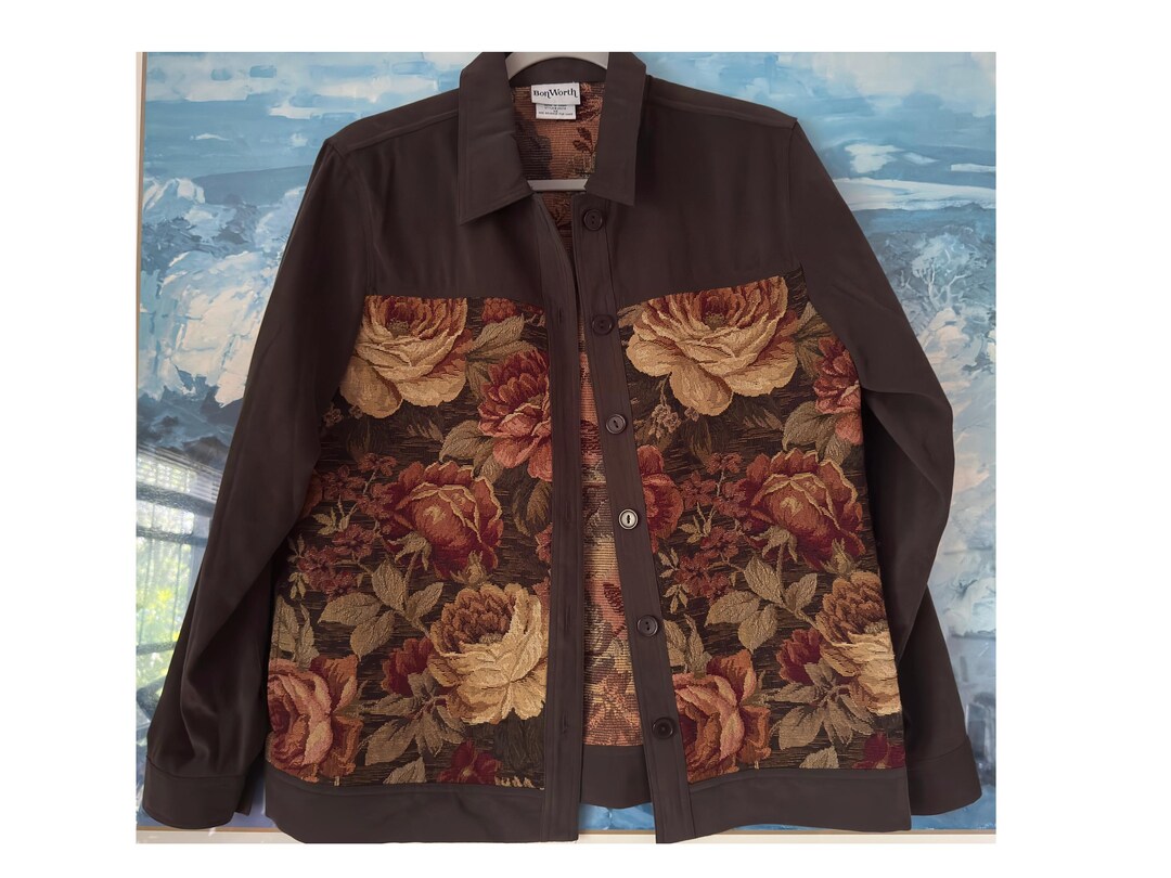Vintage Floral Tapestry Jacket | Button up Shacket | Size XS-S - Etsy