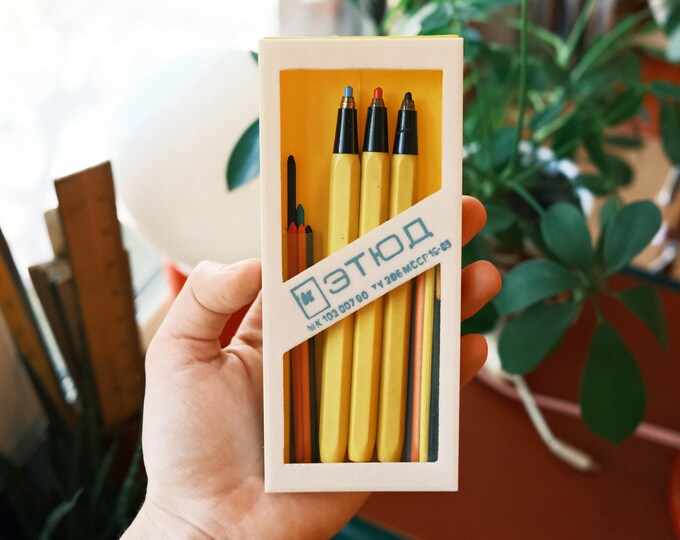 Vintage Soviet Union Automatic Pencils Set 70s Collectible - Etsy
