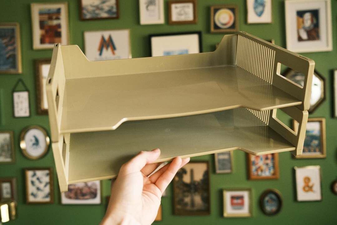 Vintage Light Khaki Eldon Stackable Paper Tray • Vintage Office ...