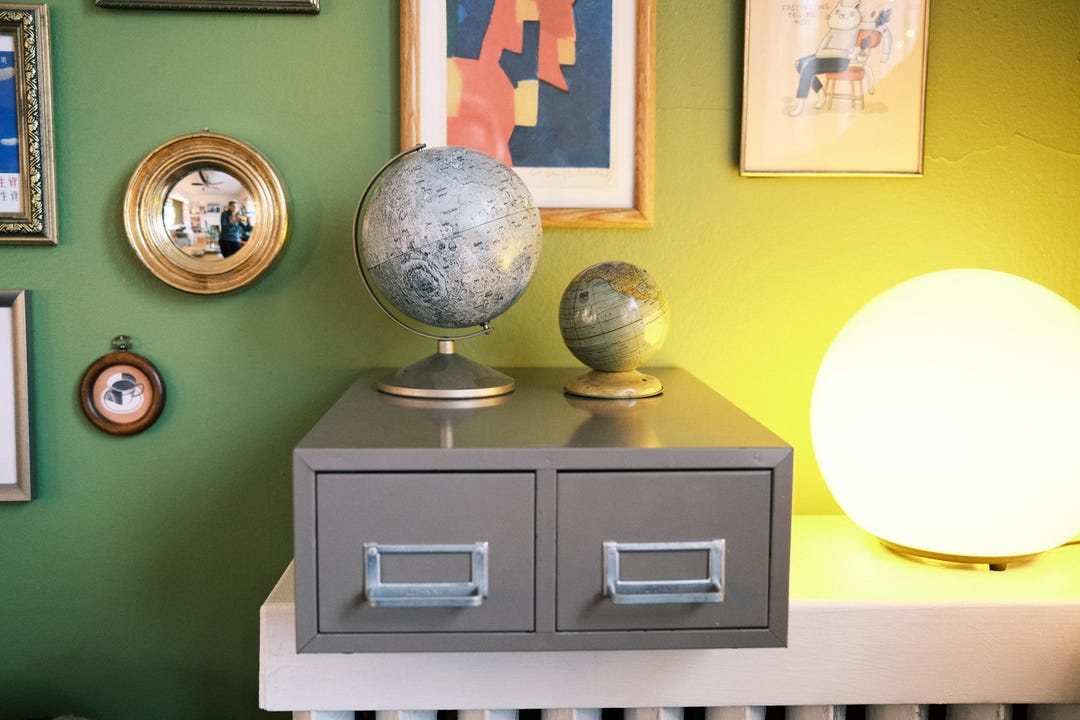 MCM Lit-ning Metal File Drawer Cabinet Box / Two Drawer File Index Card Organizer by Hunt ...