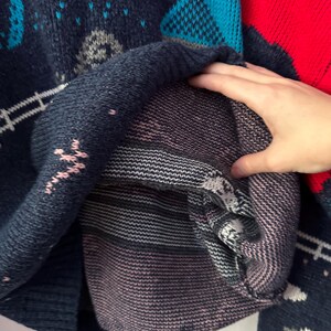 Red and Blue Farm Scene Sweater by College Point / 100% Acrylic / Size ...