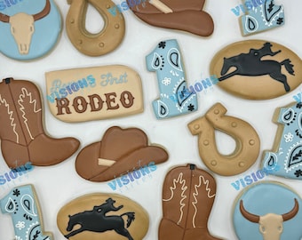 Rodeo Baby Shower Cookies First Rodeo Cowboy Western Cookies - Etsy