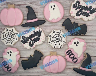 Editable Halloween Pink Ghost 1st Birthday Invite Girl Cute Hey Boo ...