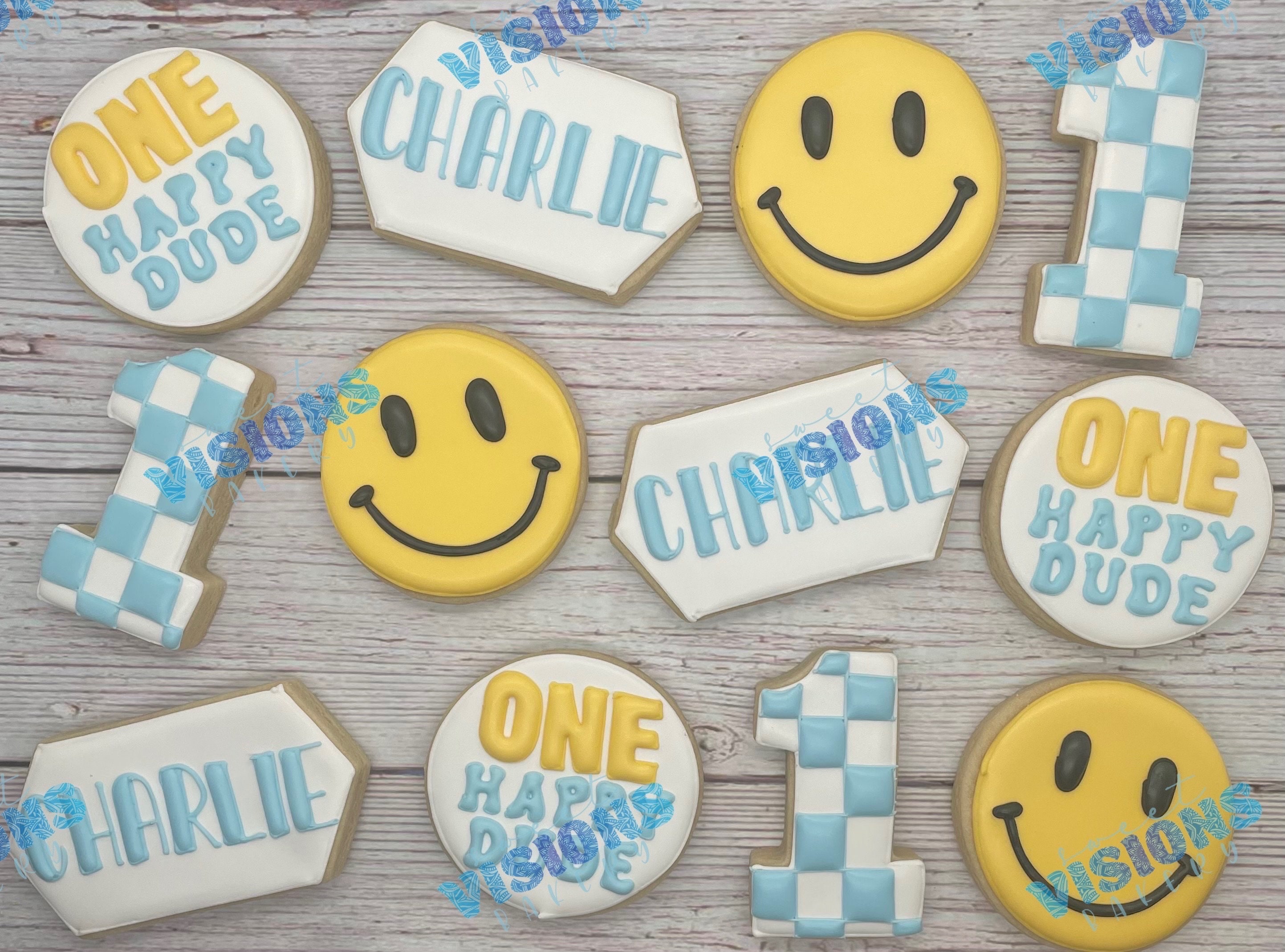 One Happy Dude Blue Cookies - Etsy