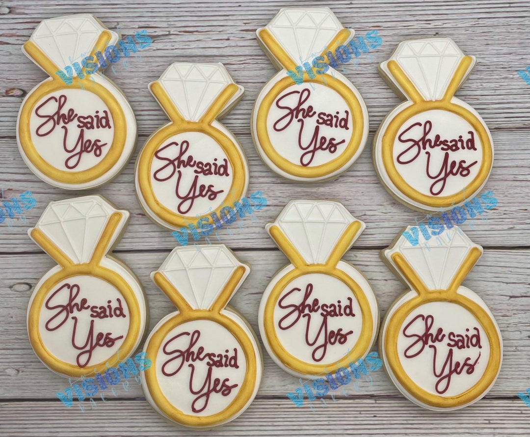 She Said Yes Ring Cookies - Etsy