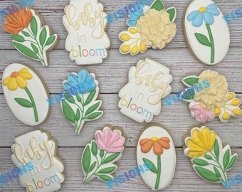 2 Dozen Baby Girl Shower Cookies baby in Bloom Theme Customizable ...